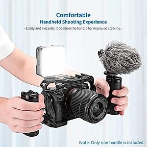 NEEWER Aluminum Side Handle Grip, Compatible with SmallRig Camera Cage for DSLR & Mirrorless Camera, Vertical/Horizontal Adjustment Handgrip with Cold Shoe, Built in Hex Key and 1/4" Threads, VS105