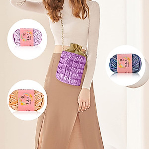 Rolin Roly 3Pcs Knitting Yarn Khaki Yellow Cotton Yarn Blue Soft Fabric Crochet Cloth for Summer Hand DIY Knitted Fabric Art Basket Bag Long30m