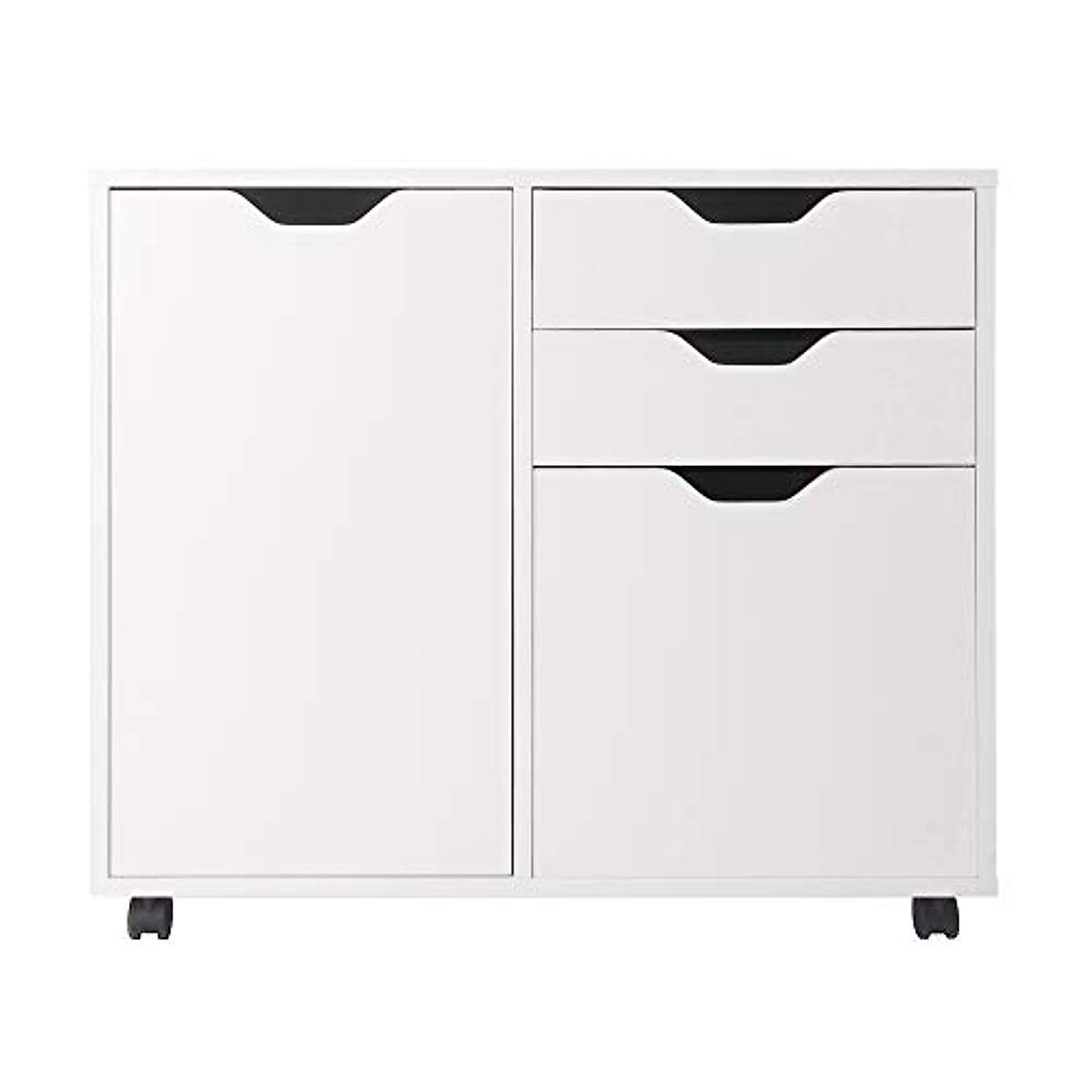 Winsome Halifax Storage Mobile Cabinets, 1 Large Door, 3 Drawers, for Home Office, White