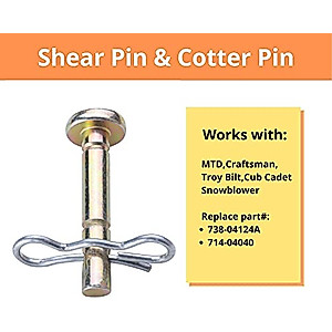 20 Pcs 738-04124A and 714-04040 Shear Pins and Cotter Pins for Cub Cadet MTD Troy Bilt Snow Throwers