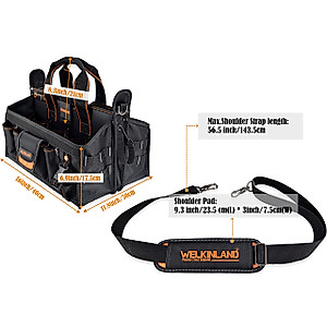 19-POCKETS Tool tote, Tool bag organizer, Electrician tool bag, HVAC tool bag, Tool caddy, Tool bags for electricians, Tool tote bag w/socket organizer tool boxes, Electrical and maintenance tool bag