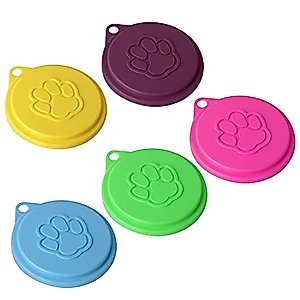 JIAKAI 5 PCS Pet Dog Cat Food Can Cover Pet self-Sealing，Reusable pet Food lids, Environmentally Friendly（Color Random）