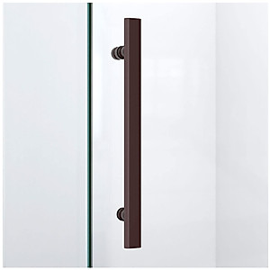 DreamLine Quatra Plus 34 in. D x 58 in. W x 72 in. H Frameless Hinged Shower Enclosure in Satin Black, SHEN-1434580-09