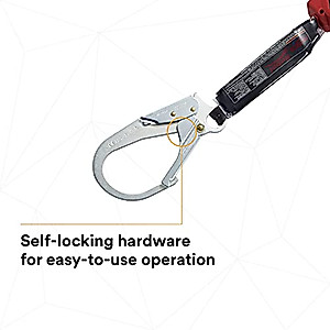 3M Protecta 3100414 Self Retracting Lifeline Rebel 6' (18M) Web Twin, Steel Rebar and Carabiner, Black/Red