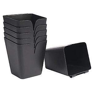 OVAKIA Hanging Cup Holder 6-Pack Little Hanging Bucket for Utility Rolling Cart Shelves Storage Basket for Kitchen Bathroom Desktop Small Organizer for Make UP Brush Pencil Tool (Black)