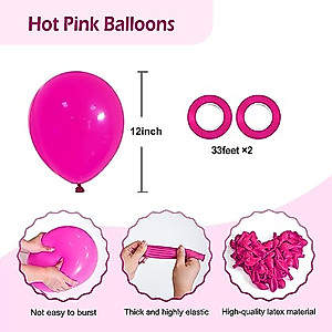 FOTIOMRG Hot Pink Balloons 12 inch, 70 Pack Hot Pink Latex Party Balloons Helium Quality for Birthday Baby Bridal Shower Bachelorette Party Decorations (with Hot Pink Ribbon)