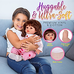 DOLLHOOD 18-Inch Reborn Baby Dolls -Pack of 2 - Realistic Baby Doll with Complete Baby Doll Accessories Soft 360° Movable Arms and Legs. Includes Birth Certificate