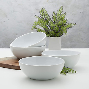 Everyday White by Fitz and Floyd Organic 21 Ounce Soup Cereal Bowls, Set of 4