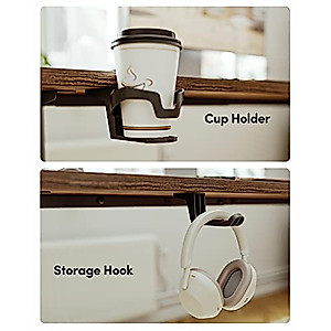 FEZIBO 63"x28" L Shaped Standing Desk, Electric Stand up Height Adjustable Home Office Table, Sit Stand Desk, Rustic Brown Top