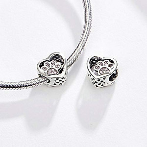 Love Heart Dog Paw Charm for Charms Bracelet Necklace Christmas Gifts for Women Fashion Jewelry