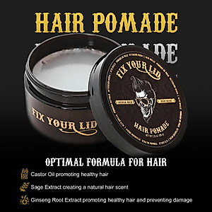 Fix Your Lid Hair Pomade for Men - Water Based Pomade with Medium Hold and High Shine - Match all Mens Hair Types & Styles - Easy To Wash Out - 3.75 Oz