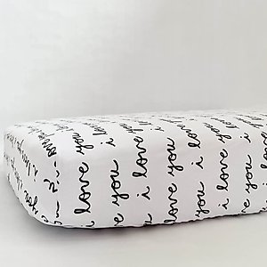 NODNAL CO. Fitted Crib Sheet - 100% Cotton for Baby Girl/Boy Nursery Bedding - Gender Neutral Patterns and Colors - Unisex for Standard Baby or Toddler Crib Mattress (I Love You)