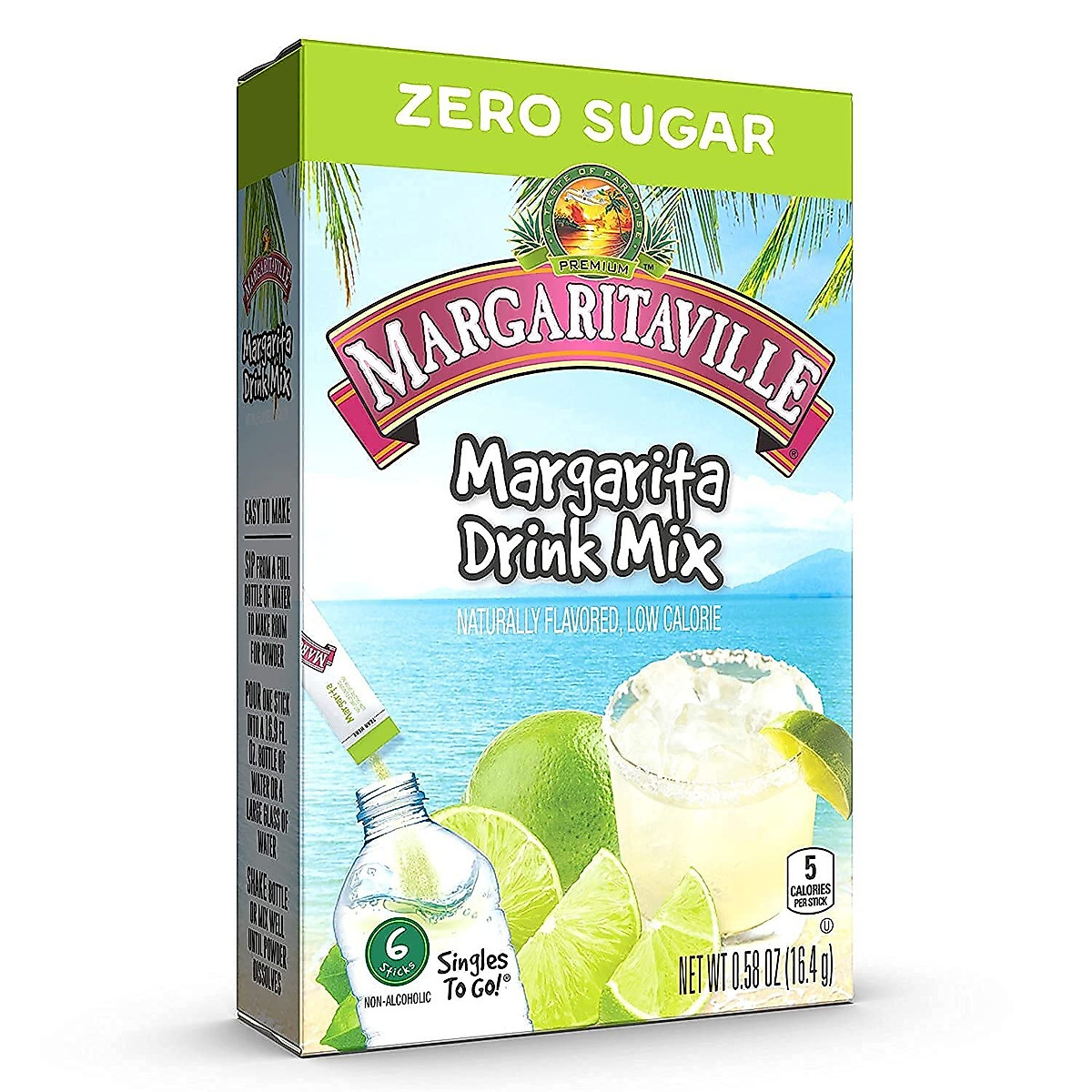 Margaritaville Singles to Go Drink Mix Ultimate Summer Variety Pack, 1 Strawberry Daiquiri, 1 Pina Colada, 1 Margarita, 1 CT