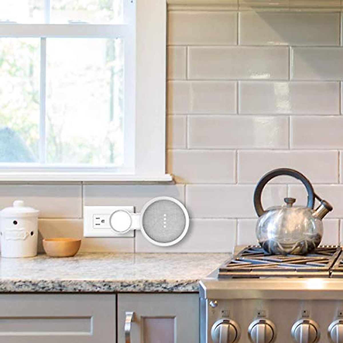 HomeMount Wall Mount for Google Home Mini or Google Nest Mini (2nd Gen),Space-Saving Outlet Holder Accessories for Google Mini Voice Assistant (White)