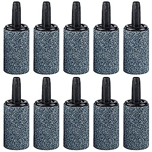 Pawfly Aquarium 1 Inch Air Stone Cylinder Grey Bubble Diffuser Release Tool for Nano Air Pumps Small Buckets and Fish Tanks, 10 Pack