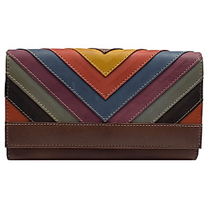 Swiss Marshall Womens Wallet RFID Blocking Genuine Leather Large Capacity Clutch Purse Smartphone Wallet Credit Card Holder (Multicolor)