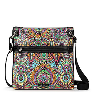 Sakroots Women's Artist Circle Flat Crossbody, Rainbow Wanderlust