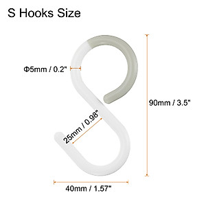 HARFINGTON 12pcs S Hooks 3.5" Plastic Hanging S Shaped Hooks Large S Hanger Closet Rod Hooks for Hanging Kitchen Utensils Cups Plants Jewelry Jeans Clothes Towels Tools, White