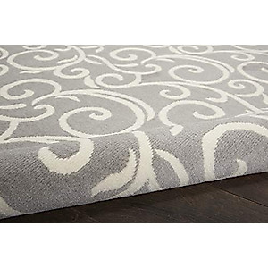 Nourison Grafix Floral Grey 6' x 9' Area -Rug, Easy -Cleaning, Non Shedding, Bed Room, Living Room, Dining Room, Kitchen (6x9)