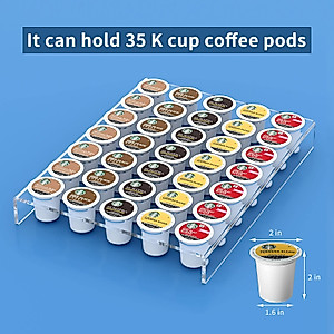 AITEE Acrylic K Cup Drawer Organizer, Clear K Cup Organizer Tray for Drawer or Countertop Storage,Hold 35 Coffee Capsules,K Cup Coffee Pod Holder for Office and Kitchen K Cup Storage (11.6x15.3Inches)