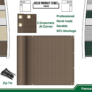Goleray 3'x50' Brown Balcony Privacy Screen Fence Outdoor Patio Mesh Shade Net Cover, UV Protection Shade Cloth Temporary Fencing for Apartment Railing Porch Deck