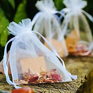 joycraft 50Pcs Organza Bags, 2x3 inch Gift Favor Bags, White Wedding Favor Bags, Jewelry Pouches with Drawstring, Mesh Bags Drawstring for Jewelry, Festival, Makeup, Candy, Desserts