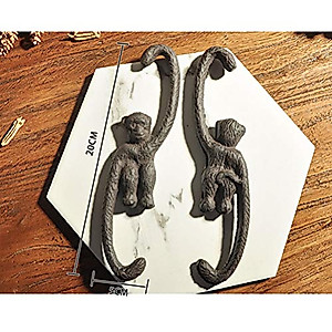 DOITOOL Cast Iron Large S Hooks Heavy Duty Monkey Gibbon Hooks Decorative Gardening Plant Hooks Door Wall Hanging Hats Organizer