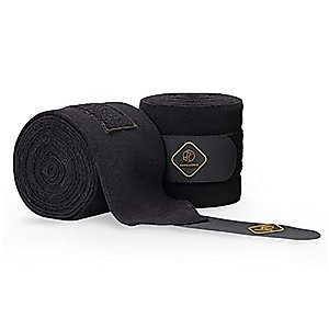 Kavallerie Elastic Fleece Bandages for Horses, Non- Slip and Snug fit Breathable Material for Injury Protection and Superior Legs Support, Stocking up Solution - Black - (2 Units Per Pack)