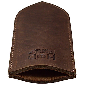 Hide & Drink, Rustic Thick Leather Cast Iron Hot Handle Cover (Large), Skillet Panhandle Grips, Frying Pan, Heat Protection, Kitchen Essentials Handmade Includes 101 Year Warranty :: Bourbon Brown