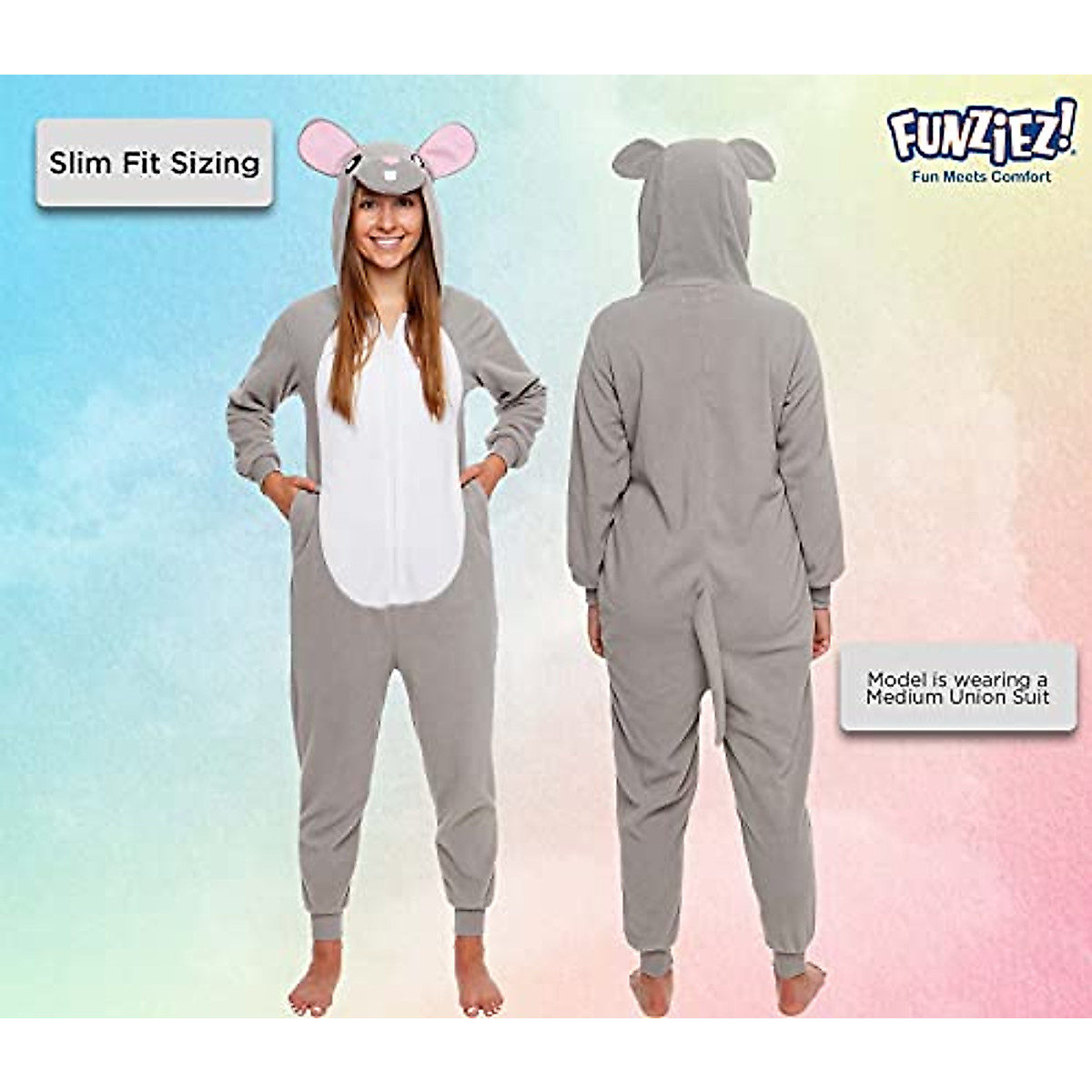 Slim Fit Adult Onesie - Animal Halloween Costume - Plush Fruit One Piece Cosplay Suit for Women and Men by FUNZIEZ!