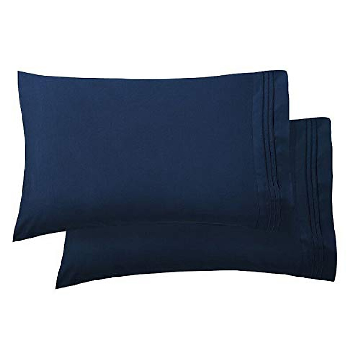 Elegant Comfort Luxury Ultra-Soft 2-Piece Pillowcase Set 1500 Thread Count Egyptian Quality Microfiber Double Brushed-Wrinkle Resistant, Standard Size, Navy Blue