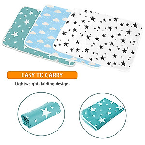 3 Pack Diaper Changing Pad, Maveek Portable Toddler Diaper Changing Pad Waterproof Baby Change Mats Premium Change Pad Liner Bed Pad Play Mat(Green&White&Blue)