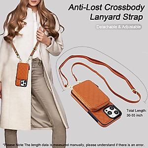 Bocasal Crossbody Wallet Case for iPhone 15 Pro Max, RFID Blocking PU Leather Zipper Handbag Purse Flip Cover, Kickstand Folio Case with Card Slots Holder Wrist Strap Lanyard 5G 6.7 Inch (Brown)