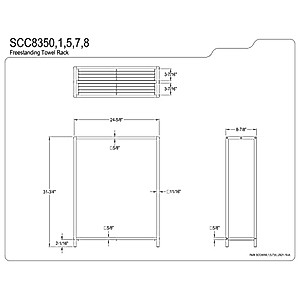Kingston Brass SCC8350 Edenscape Freestanding Iron Towel-Rack, Matte Black 24.63 x 8.88 x 31.75