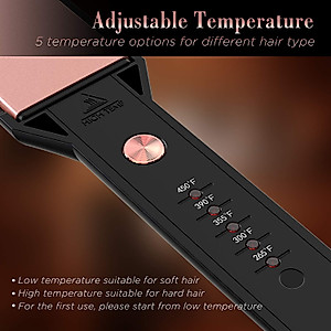 AmoVee Wide Flat Iron, 1.5" Inch Wide Hair Straighter Ceramic Ionic, with 5 Adjustable Temp Ultra Wide Floating Plate for All Hair Types, Instant Heating, Auto-Off, Inc. Glove, Rose Gold