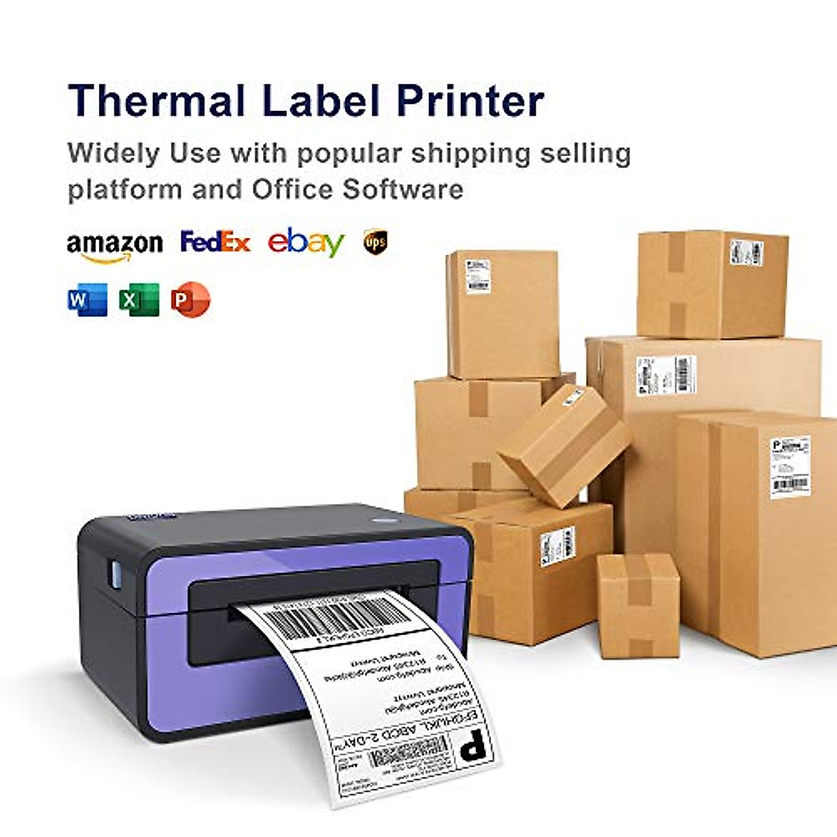 POLONO Shipping Label Printer, 4x6 Thermal Label Printer for Shipping Packages, Commercial Direct Thermal Label Maker, Thermal Labels, 4" x 6" Direct Thermal Shipping Labels (Pack of 500)