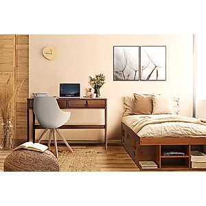 memomad Bali Home Office Solid Wood Desk with Drawers (Caramel)