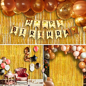 Merear Backdrop for Party Decorations, 3 Pack Gold Foil Fringe Curtains Party Decor 8.2 * 3.3 FT Tinsel Streamers Birthday Party Decorations Photo Fringe Backdrop for Party, Graduation
