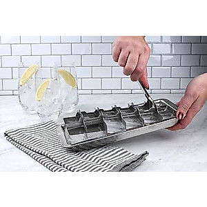 Vintage Inspired Ice Cube Tray | 18/8 Stainless Steel | 18 Slot Ice Cube Tray | Easy Release Handle, 11" | Retro Design for Bars & Kitchens | Levers Remove Cubes | Dishwasher Safe