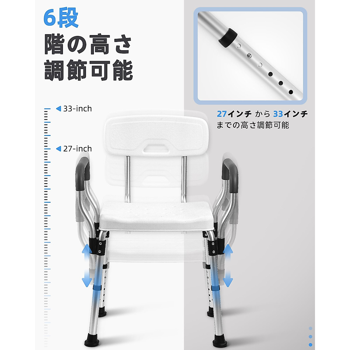 Sangohe Shower Chair for Inside Shower - Heavy Duty Shower Seat with Back - Shower Chair for Bathtub with Arms for Handicap - Shower Seats for Elderly - Shower Chair for Bathtub, 796C