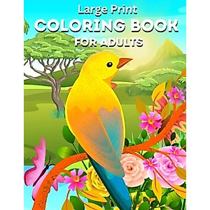 Large Print Adult Coloring Book: Over 50 Simple, Easy, Big and Bold Designs for Seniors, Women, Men and Beginners featuring Animals, Nature, Flowers, ... Easy to Follow Coloring Book for Adults