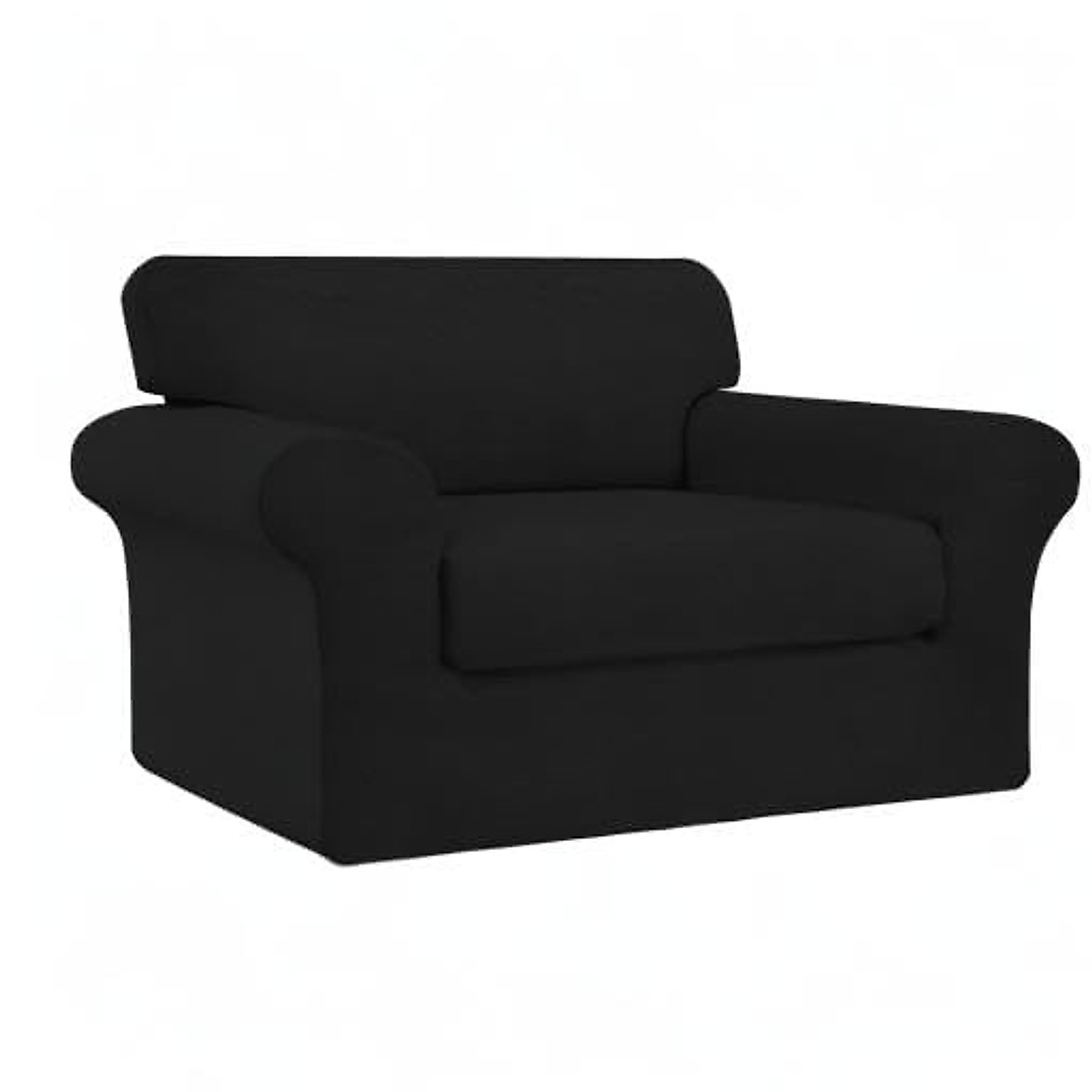 Easy-Going 2 Pieces Stretch Oversized Chair Couch Cover Sofa Cover for Dogs Sofa Slipcover for Separate Cushion Couch Jacquard Fabric Elastic Furniture Protector for Pets (Black, Oversized Chair)