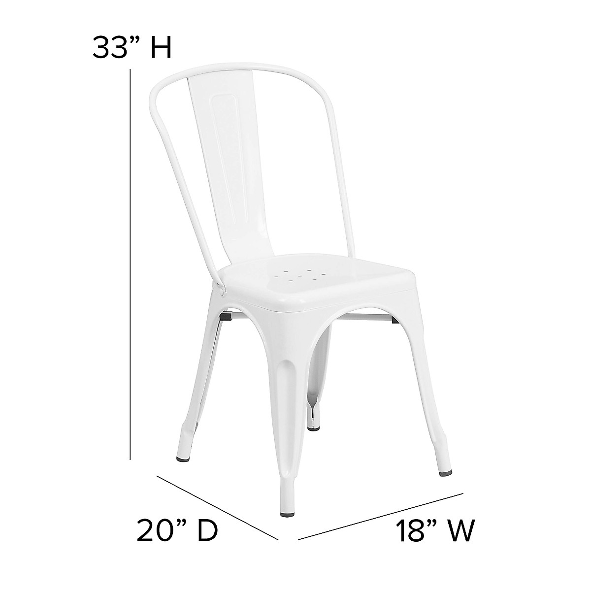 EMMA + OLIVER Commercial Grade White Metal Indoor-Outdoor Stackable Chair