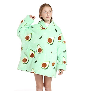 SZCMSM Hoodie Blanket for Kids Boys Girls Oversized Wearable Blanket Sweatshirt with Pockets,Avocado Green