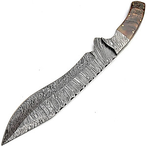 PAL 2000 KNIVES HK-9295 Handmade Damascus Steel 13 Inches Hunting Knife Ram Horn Handle with Sheath