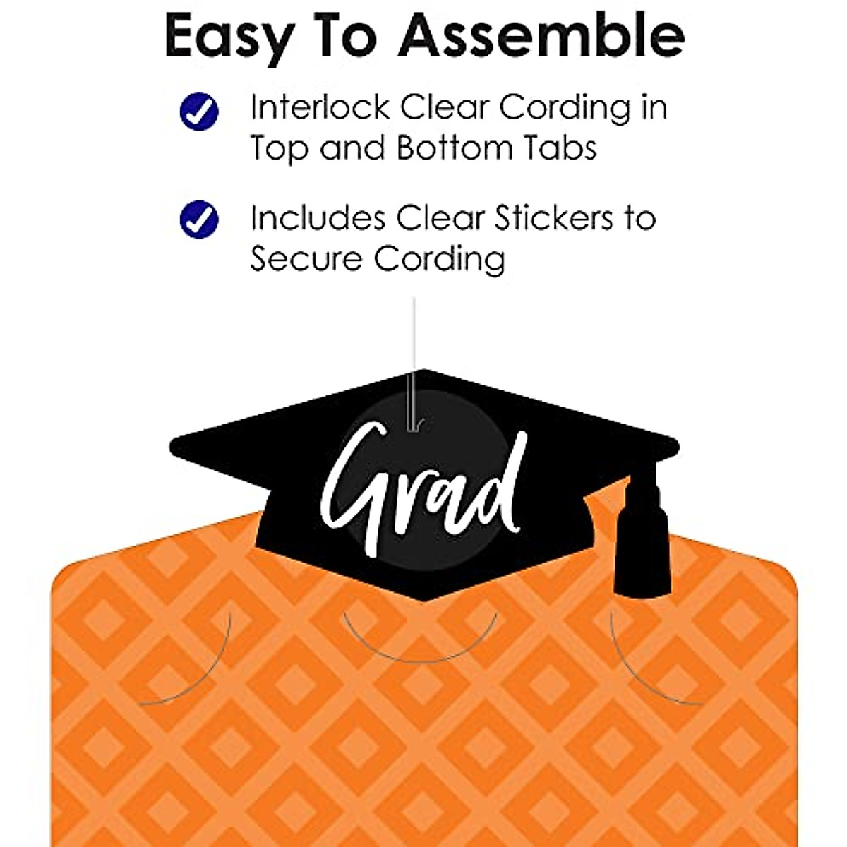 Big Dot of Happiness Orange Grad - Best is Yet to Come - Orange Graduation Party DIY Backdrop Decor - Hanging Vertical Photo Garland - 35 Pieces