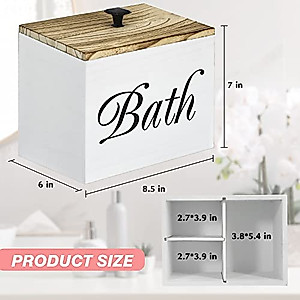 Tampon Storage Bathroom Container with Lid, Tampon Holder for Bathroom, Countertop Organizer Storage Box Tampons and Pad Organizer, Wood Movable Partition Feminine Product Organizer for Cosmetics