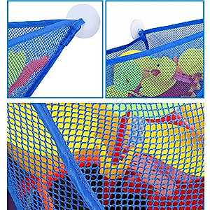 Bath Toy Organizer, with 3 Strong Suction Cups Mounted Bath Toy Storage Net & Bathroom Corner Shower Caddy Bag Bathroom Storage Bag (White)