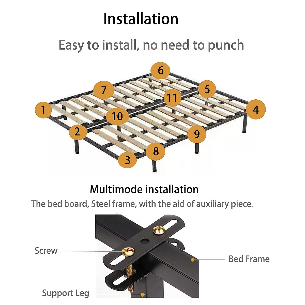 Yorkmills 2pcs Adjustable Bed Center Slat Heavy Support Leg, Height Center Support Leg for Bed Frame, Extra Durable Steel Furniture Foot for Bed Frame Sofa Furniture Cabinet Foot Legs