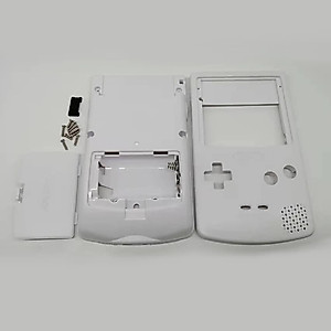 Cowhilan Replacement IPS Full Housing Shell Case + Screwdrivers Compatible with Gameboy Color GBC IPS Highlight Screen Console, White
